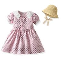 China Summer Children'S Clothing Polka Dot Puff Sleeves Baby Girl Dresses With Visor Hat for sale