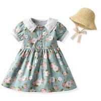 China Summer Children'S Clothing Polka Dot Puff Sleeves Baby Girl Dresses With Visor Hat for sale