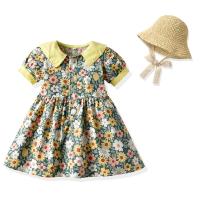 China Summer Children'S Clothing Polka Dot Puff Sleeves Baby Girl Dresses With Visor Hat for sale