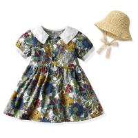 China Summer Children'S Clothing Polka Dot Puff Sleeves Baby Girl Dresses With Visor Hat for sale