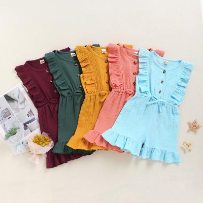 China Children'S Outfit Sets Solid Color Ruffled Children'S Jumpsuit Multi Color Optional for sale