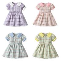China Plaid Lapel Bubble Short Sleeved Princess Dress Summer Children'S Clothing for sale