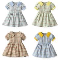China Plaid Lapel Bubble Short Sleeved Princess Dress Summer Children'S Clothing for sale
