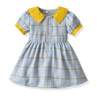 China Plaid Lapel Bubble Short Sleeved Princess Dress Summer Children'S Clothing for sale