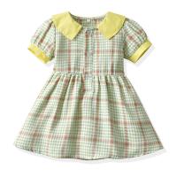 China Plaid Lapel Bubble Short Sleeved Princess Dress Summer Children'S Clothing for sale