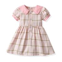 China Plaid Lapel Bubble Short Sleeved Princess Dress Summer Children'S Clothing for sale