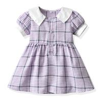 China Plaid Lapel Bubble Short Sleeved Princess Dress Summer Children'S Clothing for sale