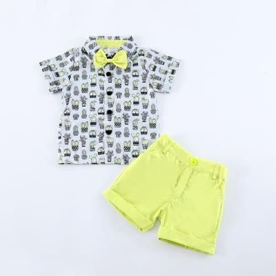 China Children'S Outfit Sets Boys Shirt Shorts Suit Bow Tie Three Piece Set for sale