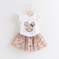 China Children'S Outfit Sets Cartoon Floral Top And Skirt Girls Two-Piece for sale