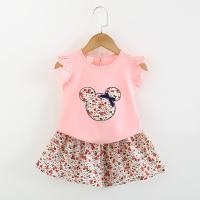 China Children'S Outfit Sets Cartoon Floral Top And Skirt Girls Two-Piece for sale