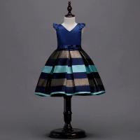 China Children'S Dress Clothing Summer Flying Sleeve Striped Girls' Dresses 2-12 for sale