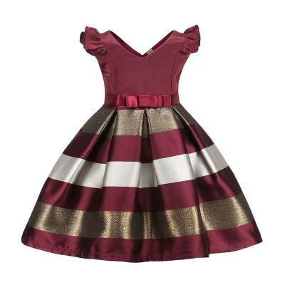 China Children'S Dress Clothing Summer Flying Sleeve Striped Girls' Dresses 2-12 for sale