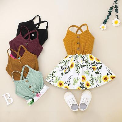 China Printing Fashion Suspender Children'S Dress Clothing Sleeveless for sale