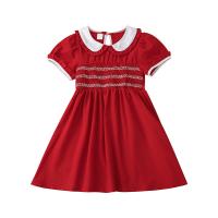 China Girls Short Sleeve Dress Solid Color Children's Dress Clothing for sale