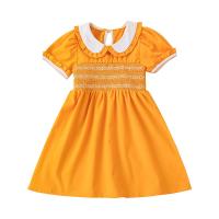 China Girls Short Sleeve Dress Solid Color Children's Dress Clothing for sale