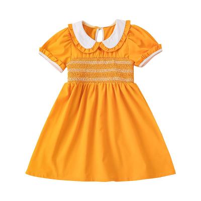 China Girls Short Sleeve Dress Solid Color Children's Dress Clothing for sale