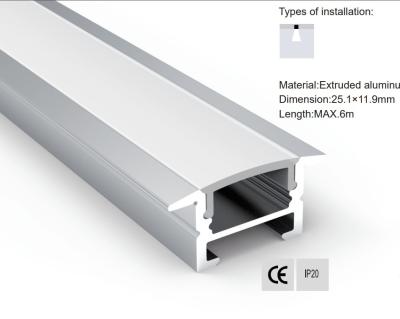 China Aluminum Profile for Cabinet Lighting 25x12mm Mini Size Furniture LED Strip Housing for sale