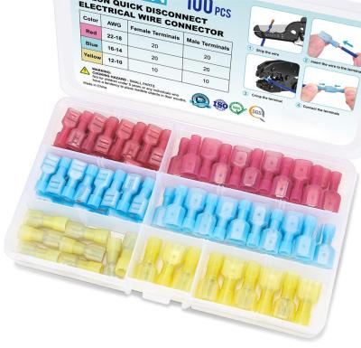 China Household Wire Disconnect Connectors , Multicolor Quick Disconnect Wire Terminals 100pcs for sale