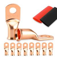 China Moistureproof Battery Ring Terminal , 5/16 Copper 0 Gauge Wire Connectors 8pcs for sale