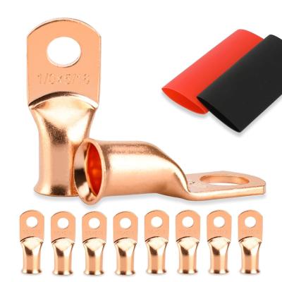 China Moistureproof Battery Ring Terminal , 5/16 Copper 0 Gauge Wire Connectors 8pcs for sale