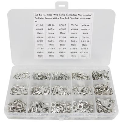 China Copper Wire Fork Non Insulated Terminals Anticorrosive Practical 450PCS for sale