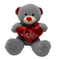 China 27 cm Valentine Stuffed Teddy Bear with Heart Plush Toy Soft Gift for All Ages for sale
