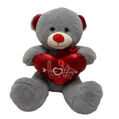 China 27 cm Valentine Stuffed Teddy Bear with Heart Plush Toy Soft Gift for All Ages for sale