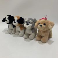 China 18cm 4 Assorted Cute Plush Standing Dogs Toys with Blingbling Big Eyes Soft Velboa for sale