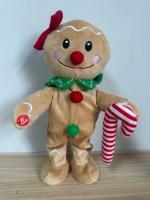 China Wholesale Singing Dancing Gingerbread Man Plush Toy 30cm for Christmas Gift for sale