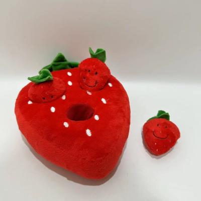China Customizable Strawberry Plush Pet Toy 100% PP Cotton Filling BSCI Factory for sale