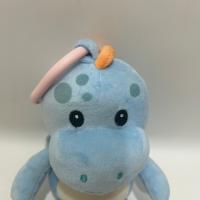 China Blue Stegosaurus Stroller Toy with Rattle Plush Baby Toy 100% Handmade BSCI Factory for sale