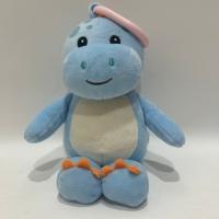 China Blue Stegosaurus Stroller Toy with Rattle Plush Baby Toy 100% Handmade BSCI Factory for sale