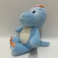 China Blue Stegosaurus Stroller Toy with Rattle Plush Baby Toy 100% Handmade BSCI Factory for sale