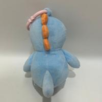 China Blue Stegosaurus Stroller Toy with Rattle Plush Baby Toy 100% Handmade BSCI Factory for sale