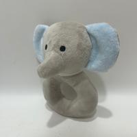 China Plush Ring Elephant Rattle Toy Soft Baby Stuffed Animal 25cm Handmade BSCI Certified for sale