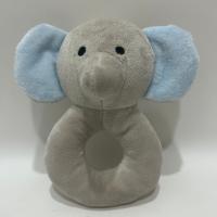 China Plush Ring Elephant Rattle Toy Soft Baby Stuffed Animal 25cm Handmade BSCI Certified for sale