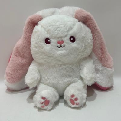China 35cm Pink & White Easter Plush Bunny Rabbit Stuffed Animal with Strawberry Design - 14