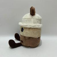 China 5.5 Inch Recording Plush Bubble Tea Toy Brown White Moving Function Stress Relief Fun for sale