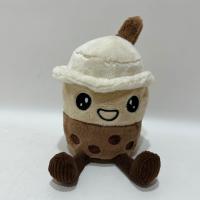 China 5.5 Inch Recording Plush Bubble Tea Toy Brown White Moving Function Stress Relief Fun for sale