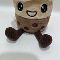 China 5.5 Inch Recording Plush Bubble Tea Toy Brown White Moving Function Stress Relief Fun for sale