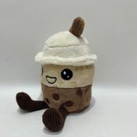 China 5.5 Inch Recording Plush Bubble Tea Toy Brown White Moving Function Stress Relief Fun for sale