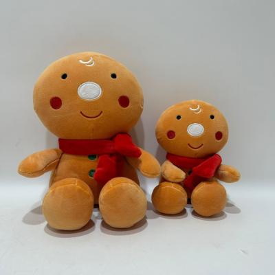 China Super Soft Gingerbread Man Plush Toy 32cm Adorable Christmas Gift with Red Scarf for sale