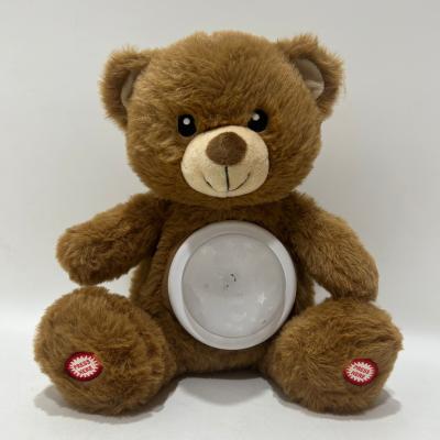 China Musical Teddy Bear Plush Toy with Light Up Soother for Baby Stroller 30cm for sale