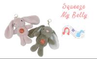China 100% PP Cotton Filled Rabbit Key Chain with Music Box 3 Colors Plush Keyring for sale