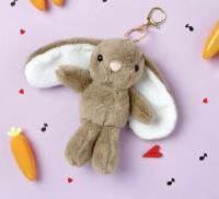 China 100% PP Cotton Filled Rabbit Key Chain with Music Box 3 Colors Plush Keyring for sale