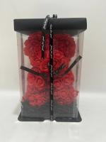 China Valentine Day Gift Red Rose Bear Plush Toy 25 cm Plastic Material PP Cotton Filling for sale