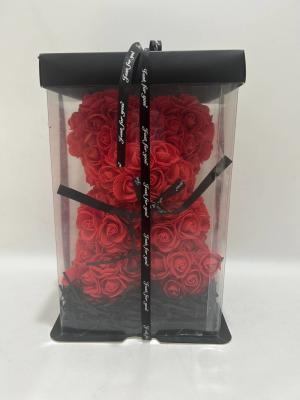 China Valentine Day Gift Red Rose Bear Plush Toy 25 cm Plastic Material PP Cotton Filling for sale