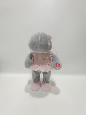 China Singing Dancing Hippo Plush Toy 30cm Soft Stuffed Animal with Music Motion for Kids for sale