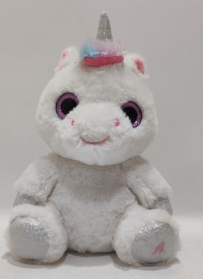 China Unicorn Electric Plush Toy with LED Eyes and Music 30cm Singing Stuffed Animal for sale