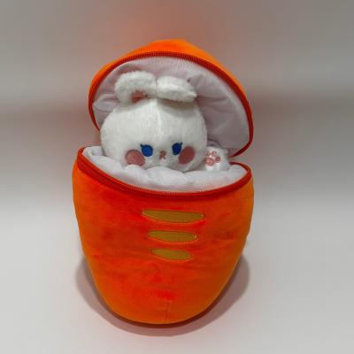 China Customizable Carrot-Shaped Rabbit Plush Toy with Zipper 30cm PP Cotton Filled for sale